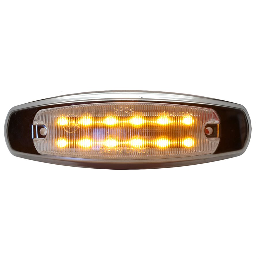 PETERBILT MARKER LIGHT, 12 AMBER LEDS, CLEAR LENS, W / STAINLESS STEEL ...