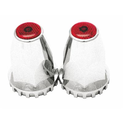 LUG NUT COVER, 33MM RED REFLECTIVE, CHROME ,UNIVERSAL