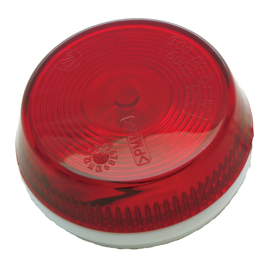 2.5" ROUND MARKER LIGHT, INCANDESCENT, RED, SURFACE MOUNT, TWO WIRE SPADES