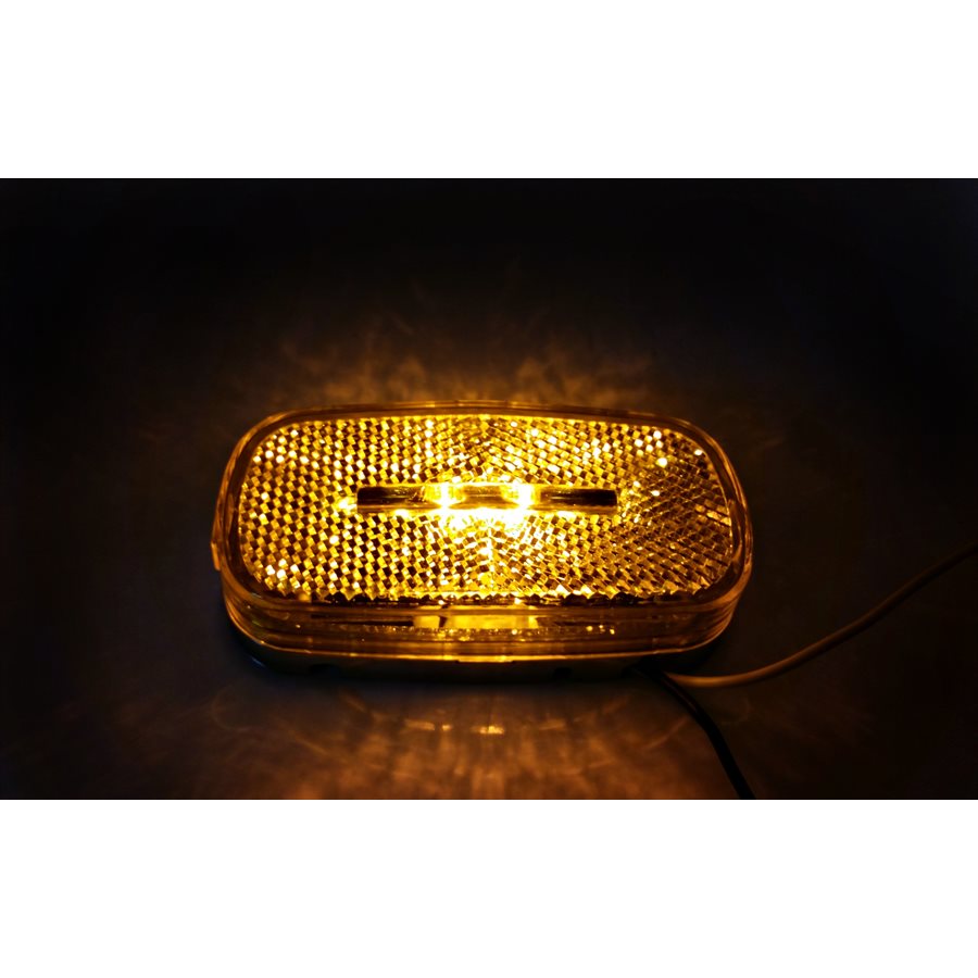 4" X 2" MARKER LIGHT, 9 LED, AMBER, W / REFLECTOR ,W / CHROME BASE