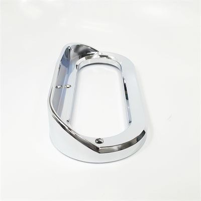 BEZEL FOR 6" OVAL, w / VISOR, CHROME (3 HOLE MNT)