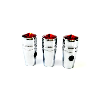 TOGGLE SWITCH EXTENDERS, PB- GUARDED, CHROME,W / RED JEWEL, 3 / PK