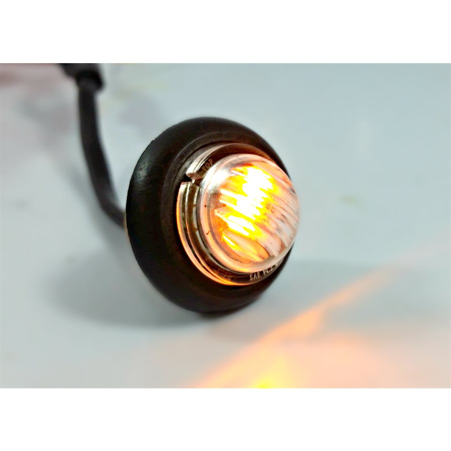 LED AUXILIARY LIGHT, 3 / 4", AMBER DIODE,CLEAR LENS, 3 WIRE, W / GROMMET